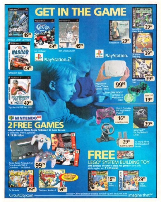 Video game catalog, circular, and newspaper ads from 2001