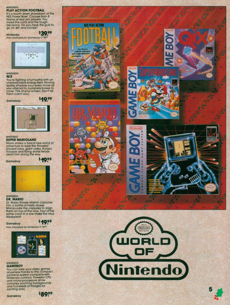 Video game catalog, circular, and newspaper ads from 1990