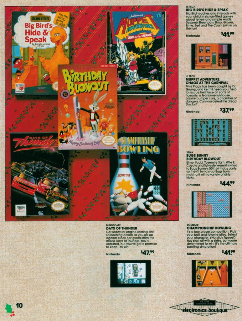 Video game catalog, circular, and newspaper ads from 1990