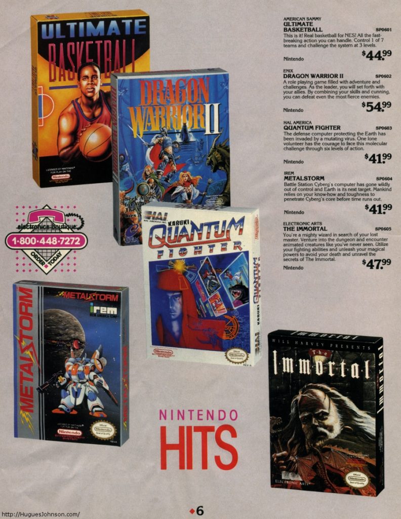 Video game catalog, circular, and newspaper ads from 1991