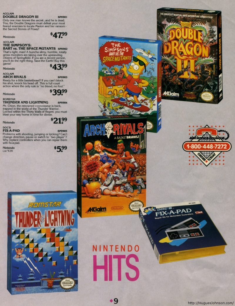 Video game catalog, circular, and newspaper ads from 1991