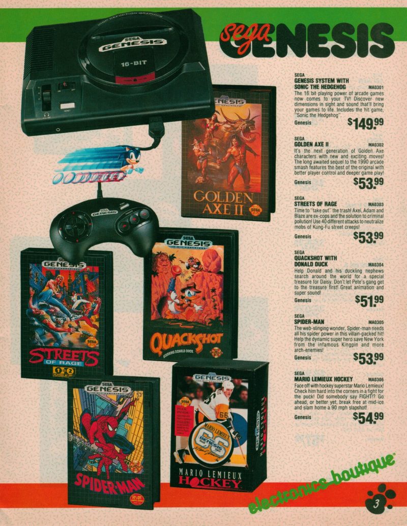 Video game catalog, circular, and newspaper ads from 1992