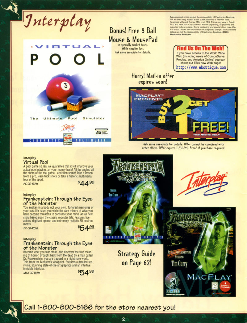 Video game catalog, circular, and newspaper ads from 1995