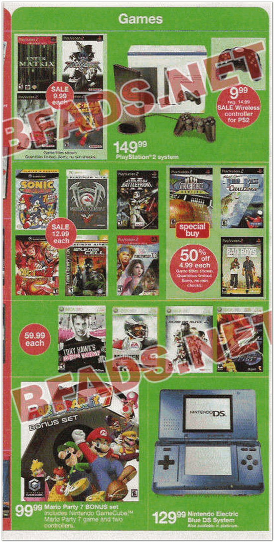Video game catalog, circular, and newspaper ads from 2005