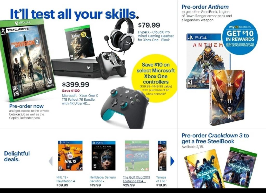 Video game catalog, circular, and newspaper ads from 2019