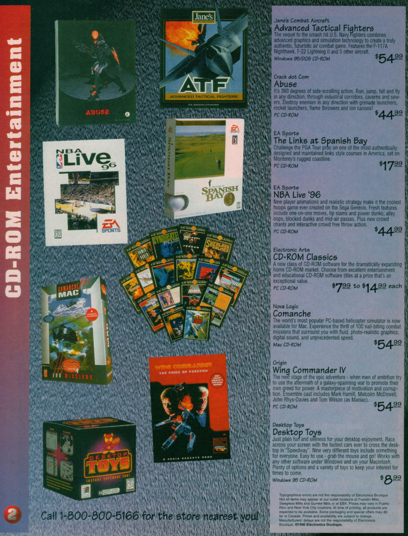 Video game catalog, circular, and newspaper ads from 1996