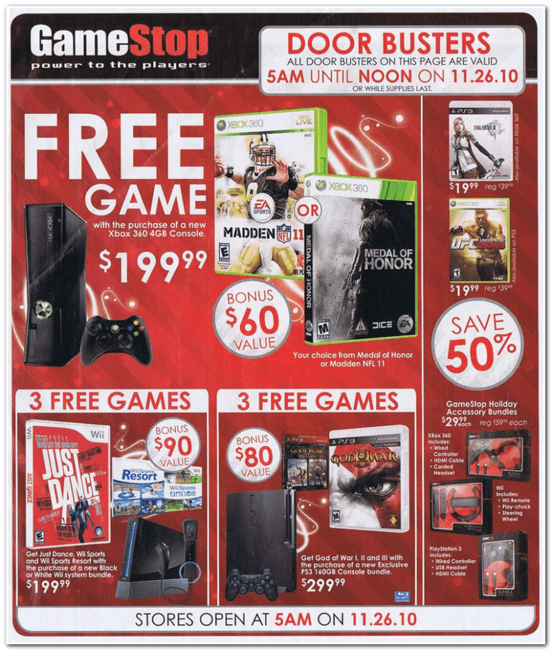 Video game catalog, circular, and newspaper ads from 2010