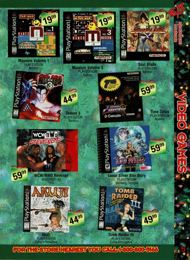 Video game catalog, circular, and newspaper ads from 1998