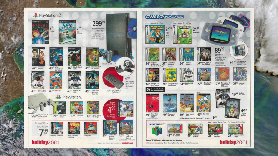 Video game catalog, circular, and newspaper ads from 2001