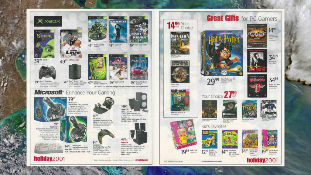 Video game catalog, circular, and newspaper ads from 2001