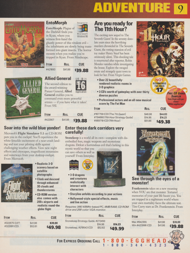 Video game catalog, circular, and newspaper ads from 1995