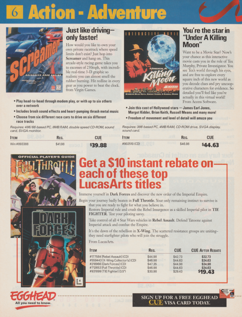 Video game catalog, circular, and newspaper ads from 1995