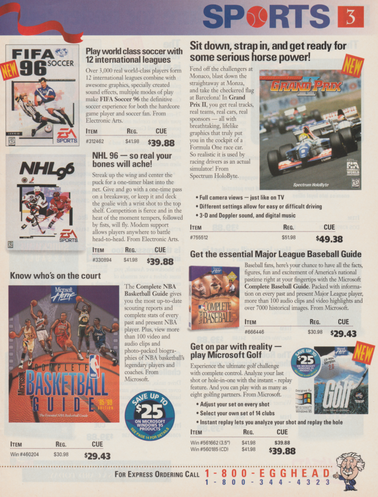 Video game catalog, circular, and newspaper ads from 1995