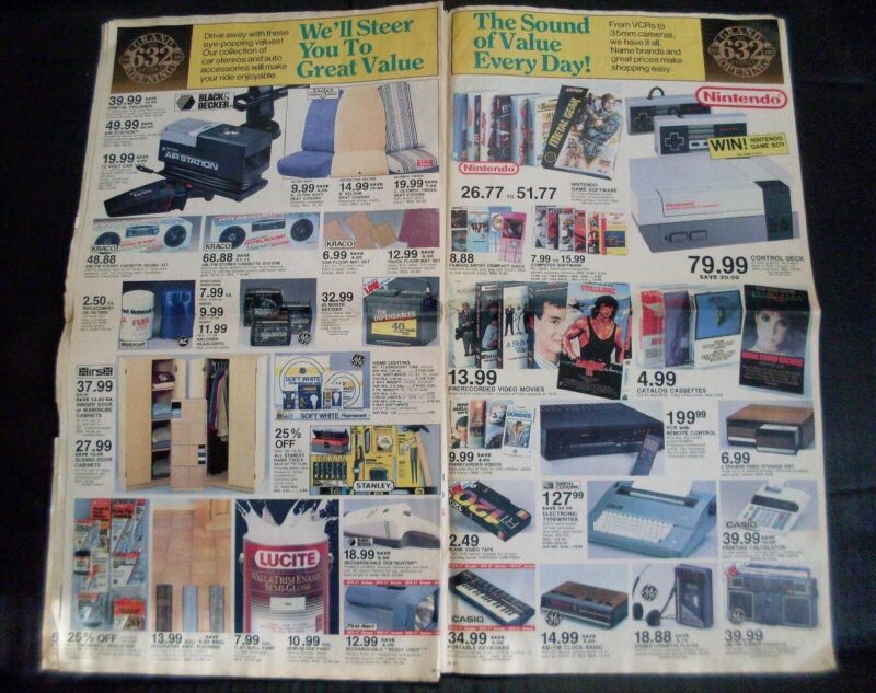 Video game catalog, circular, and newspaper ads from 1989
